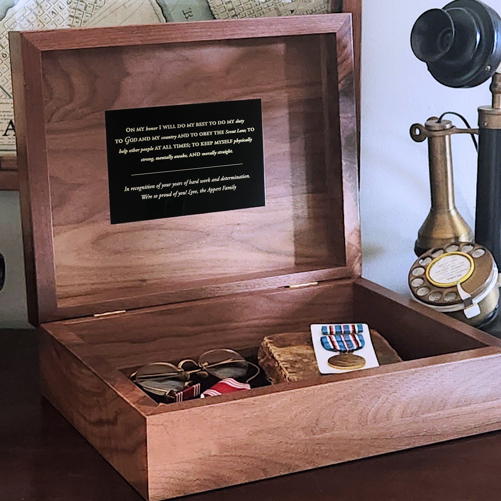 Large Deluxe Personalized Eagle Scout Keepsake Box with Colored Medall ...