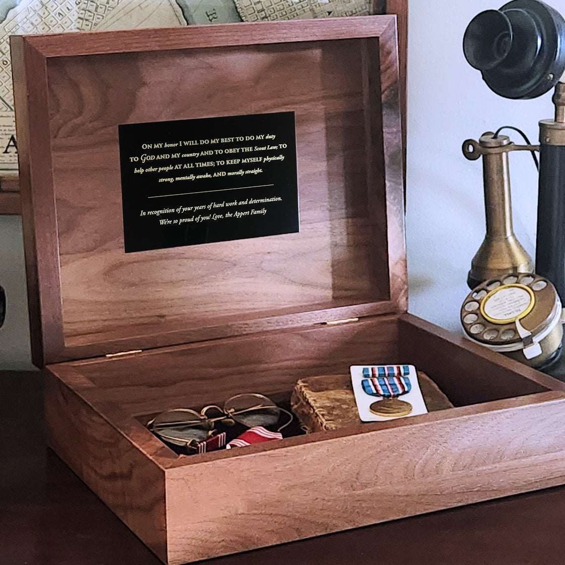 Large Deluxe Personalized Eagle Scout Keepsake Box with Colored Medall ...