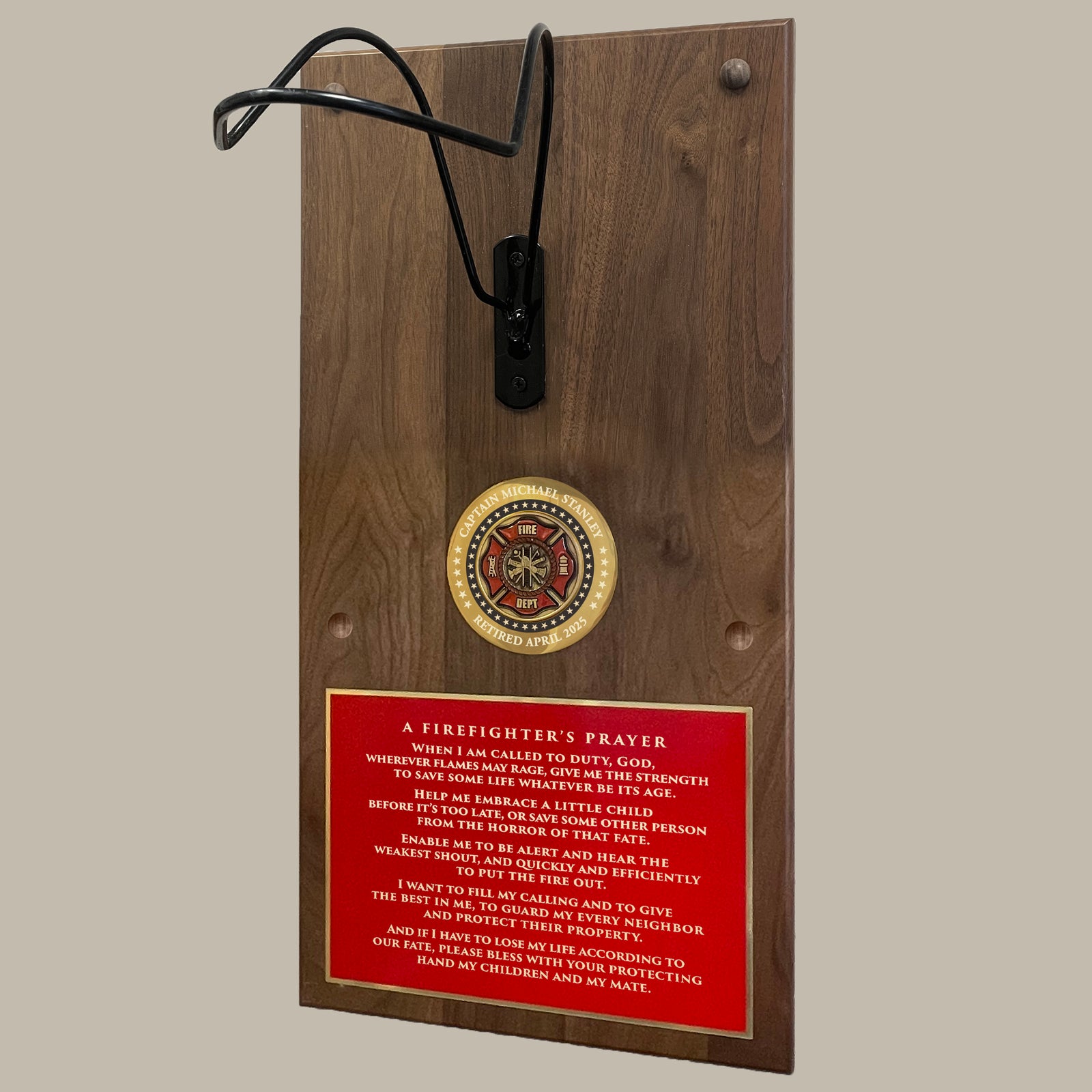 Personalized Firefighter Helmet Display Plaque with Maltese Medallion ...