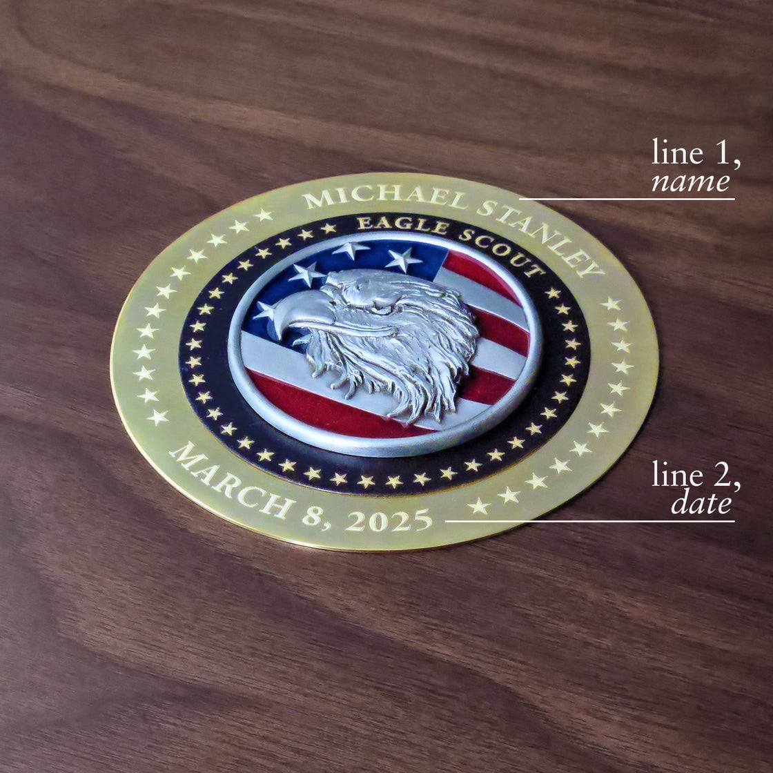 Large Deluxe Personalized Eagle Scout Keepsake Box with Colored Medall ...