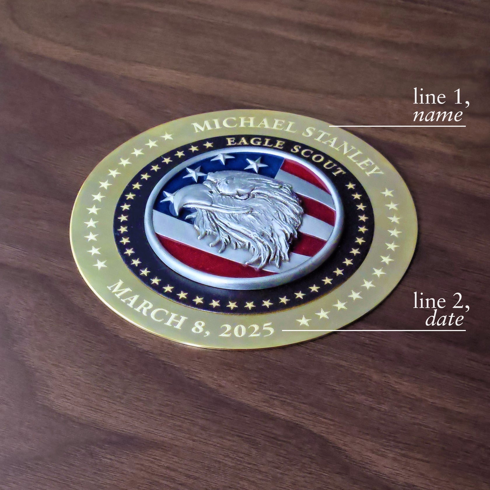 Large Deluxe Personalized Eagle Scout Keepsake Box with Colored Medall ...
