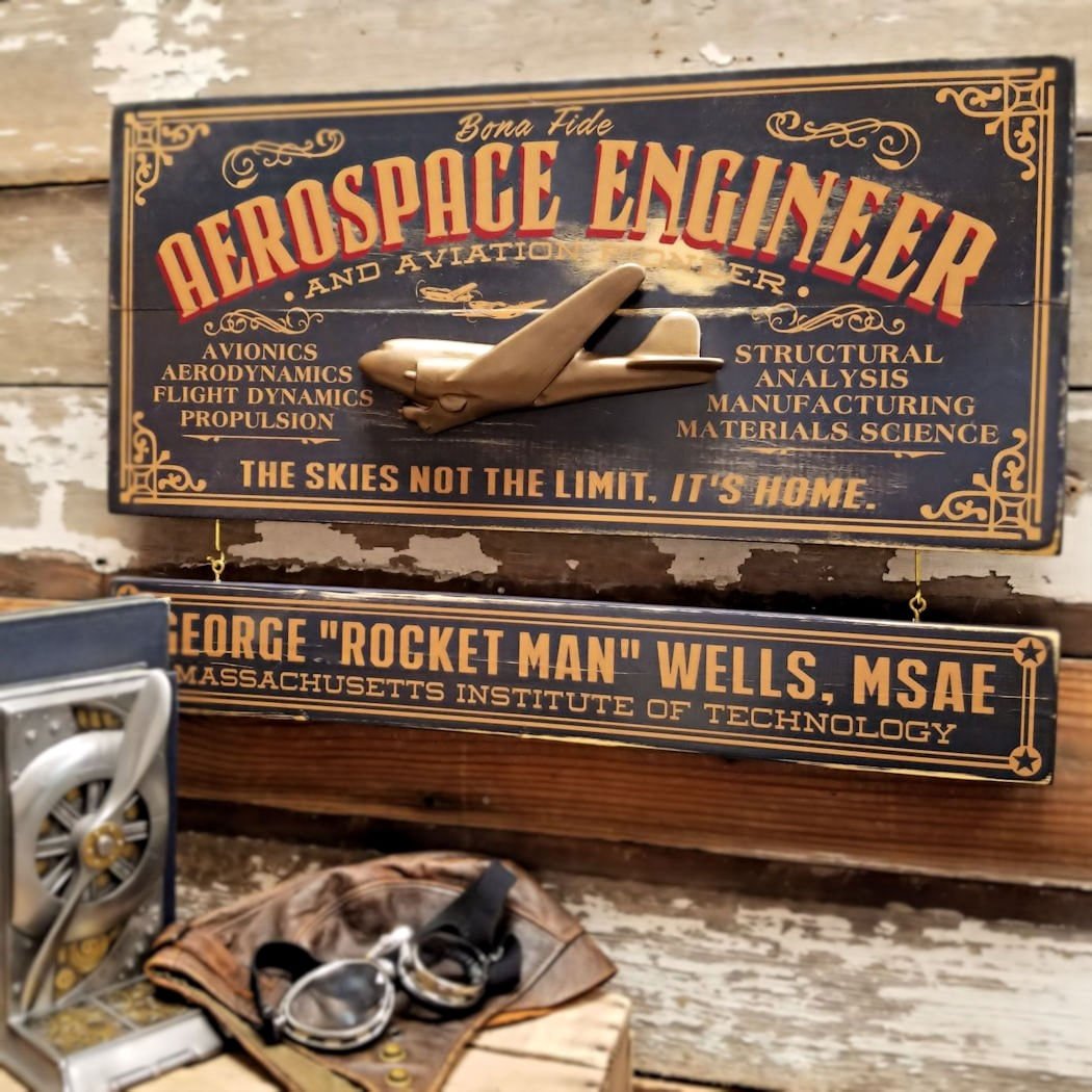 Aerospace Engineer Wood Sign with Optional Personalization – A Simpler Time