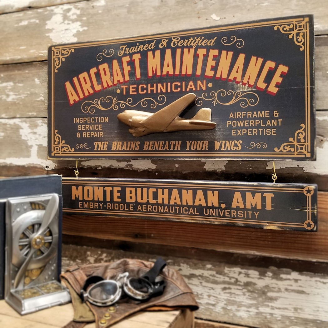 Aircraft Maintenance Technician Wood Sign with Optional Personalization ...