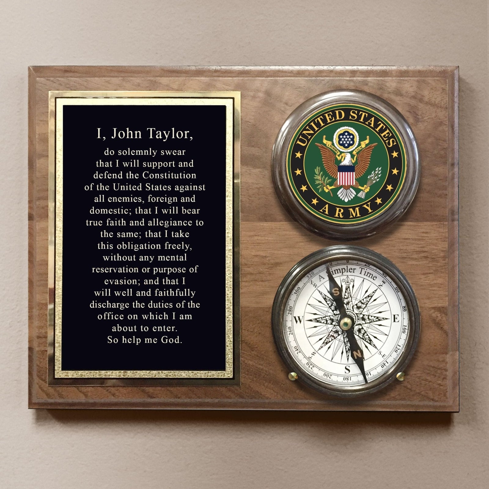 Army Medallion Compass On Plaque – A Simpler Time