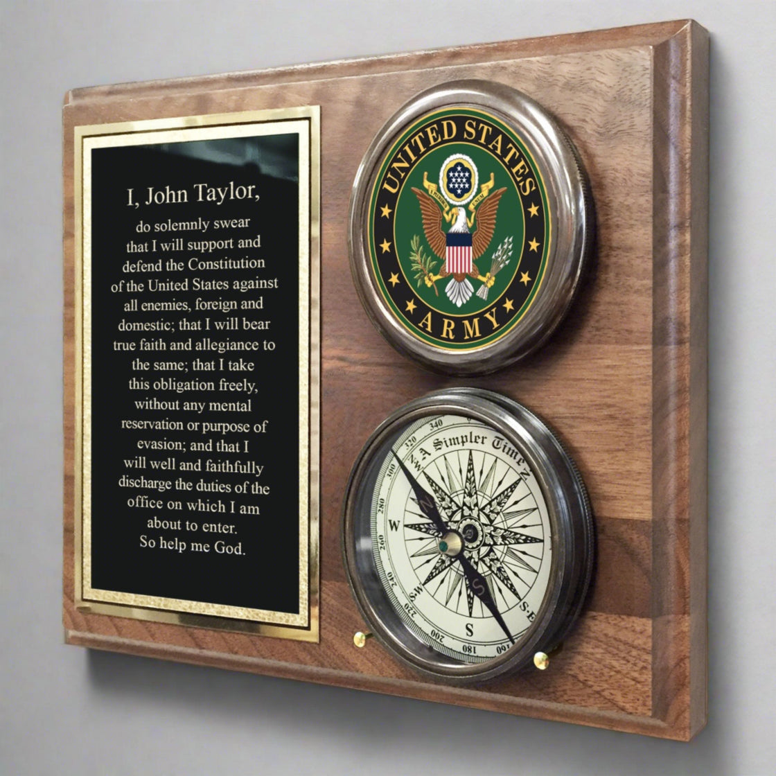 Army Medallion Compass On Plaque – A Simpler Time