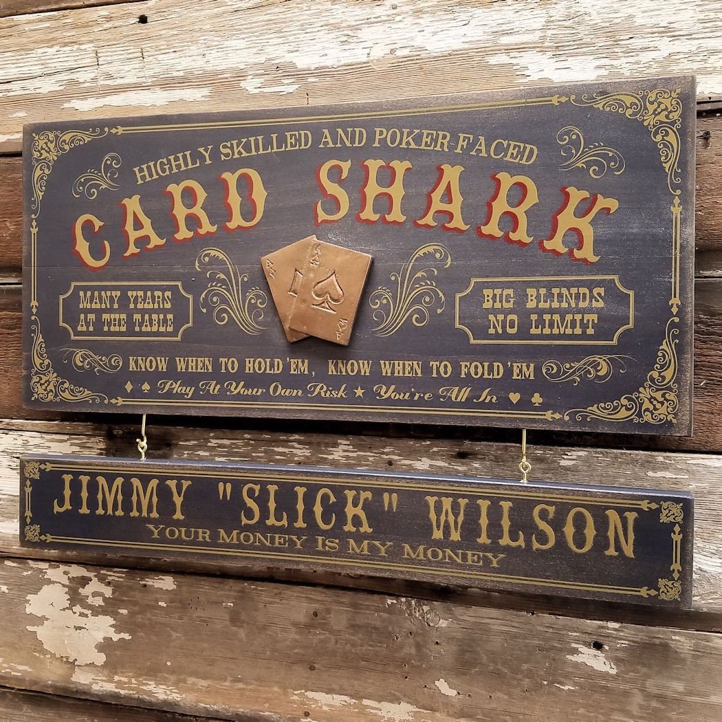Card Shark Wood Plank Sign with Optional Personalization – A Simpler Time