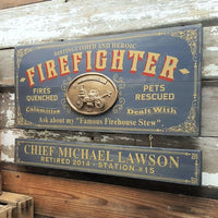 Firefighter Wood Plank Sign with Optional Personalization – A Simpler Time