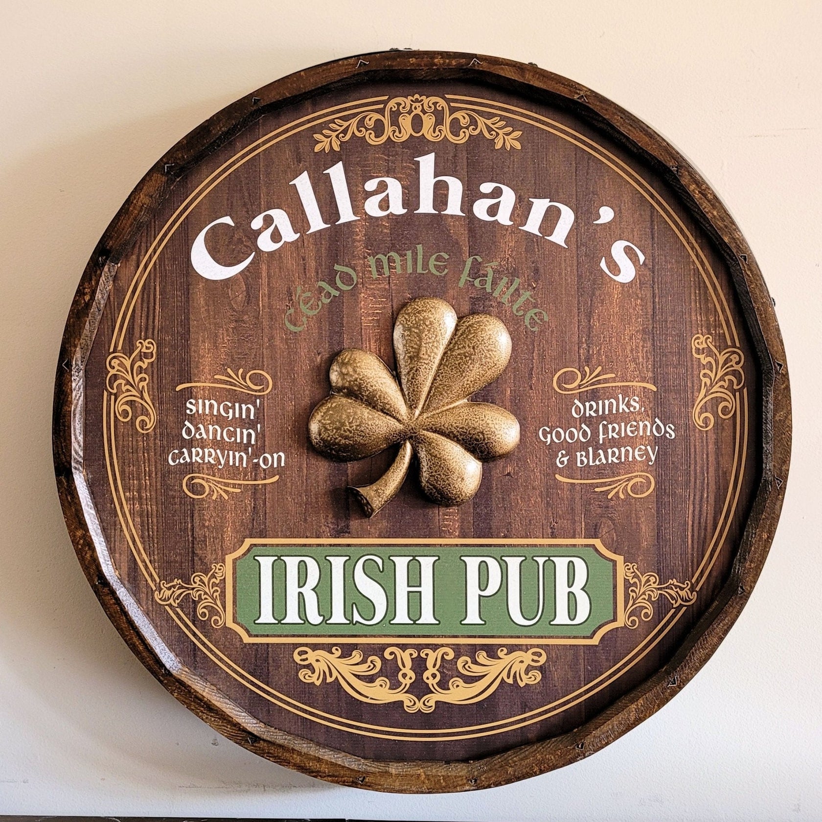 Irish Pub Personalized Barrel End Bar Sign – A Simpler Time
