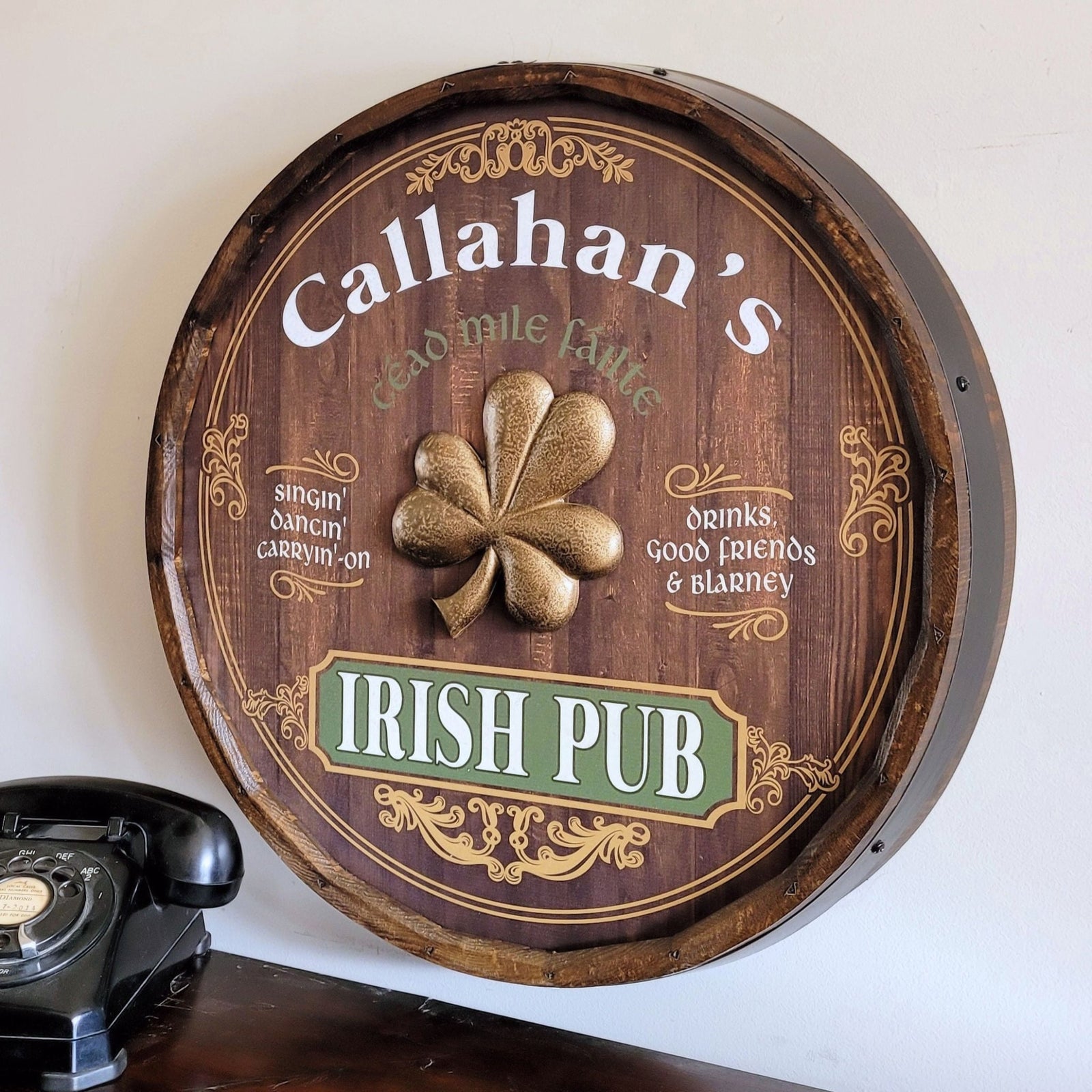 Irish Pub Personalized Barrel End Bar Sign – A Simpler Time
