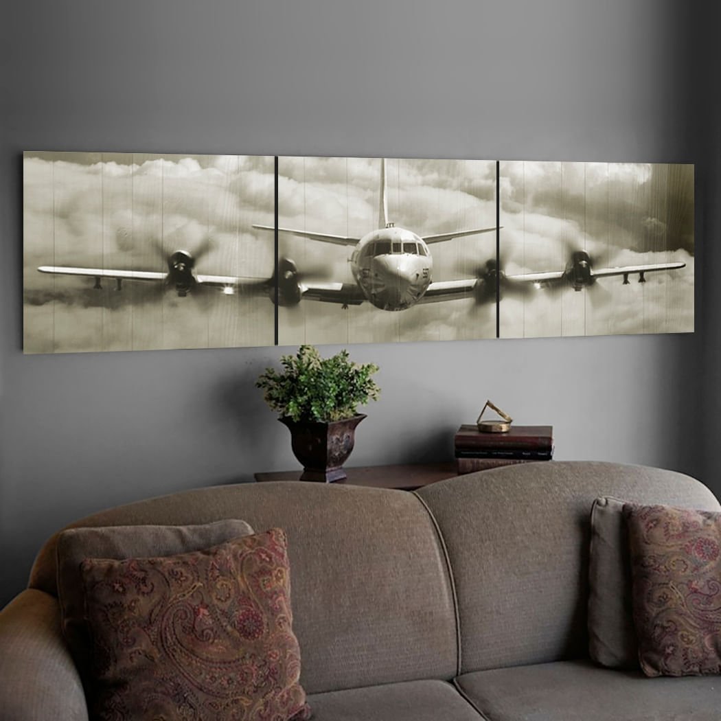 P-3 Orion Wood Triptych – A Simpler Time