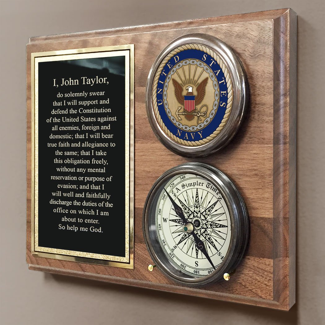 Personalized U.S. Navy Color Compass on Plaque – A Simpler Time