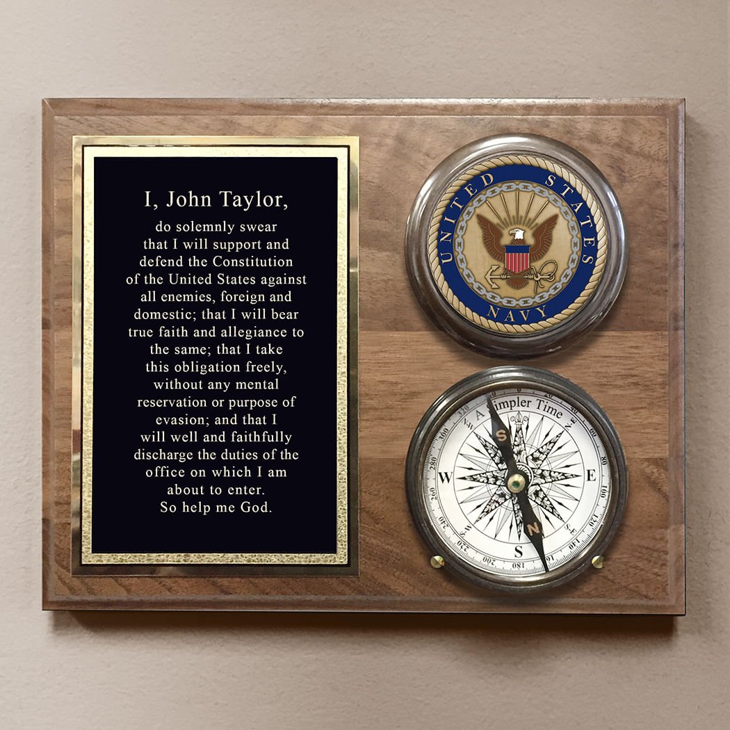Personalized U.S. Navy Color Compass on Plaque – A Simpler Time
