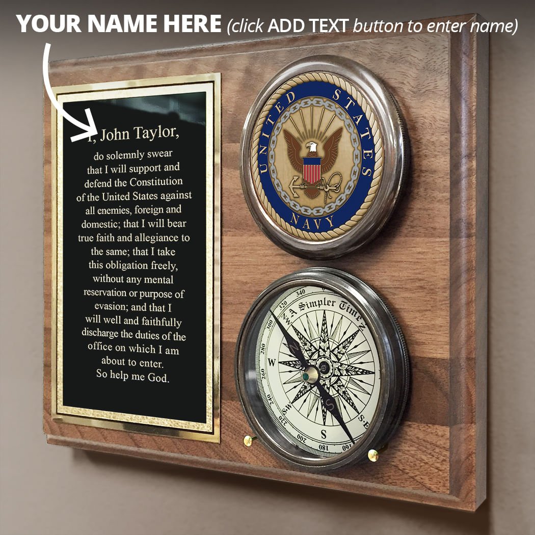 Personalized U.S. Navy Color Compass on Plaque – A Simpler Time