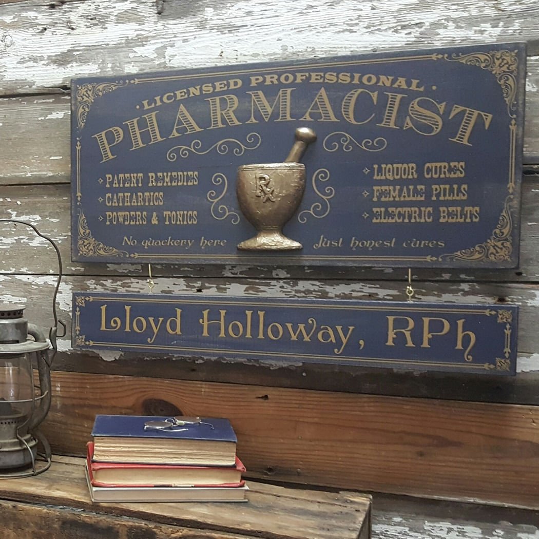 Pharmacist Wood Plank Sign with Optional Personalization – A Simpler Time