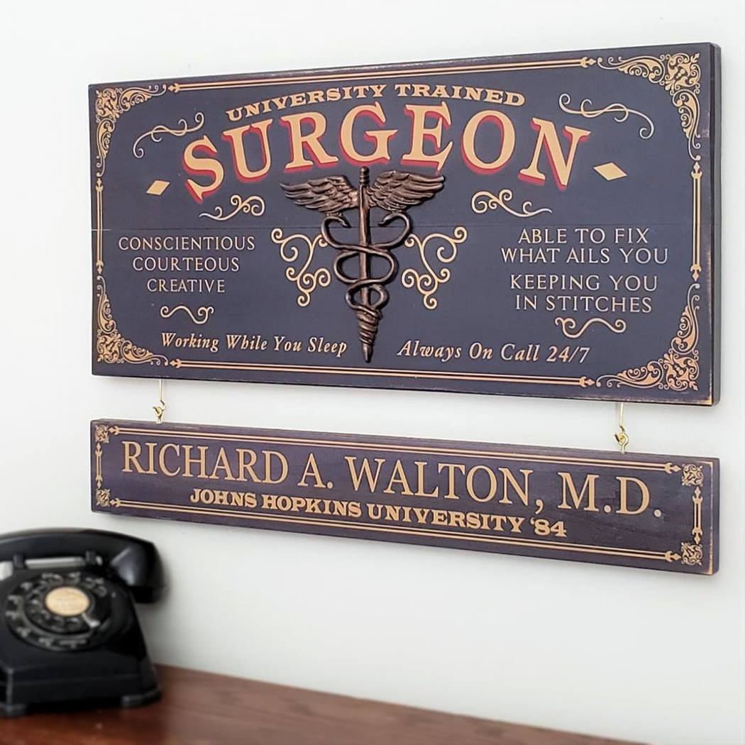Surgeon Wood Sign with Optional Nameboard – A Simpler Time